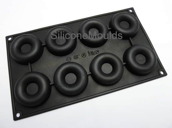 8 cell Mini Doughnut / Donut / Rum Baba Silicone Cake Baking Mould ...