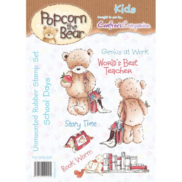 Popcorn the Bear Kids Collection School Days Stamp Set Silicone Moulds